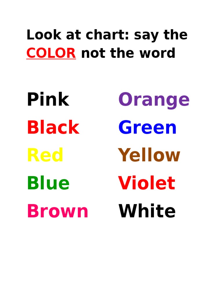 Read The COLOR Not The Words | PDF