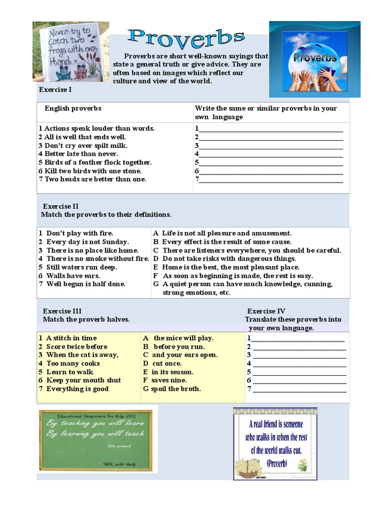 English Proverbs Exercises | PDF