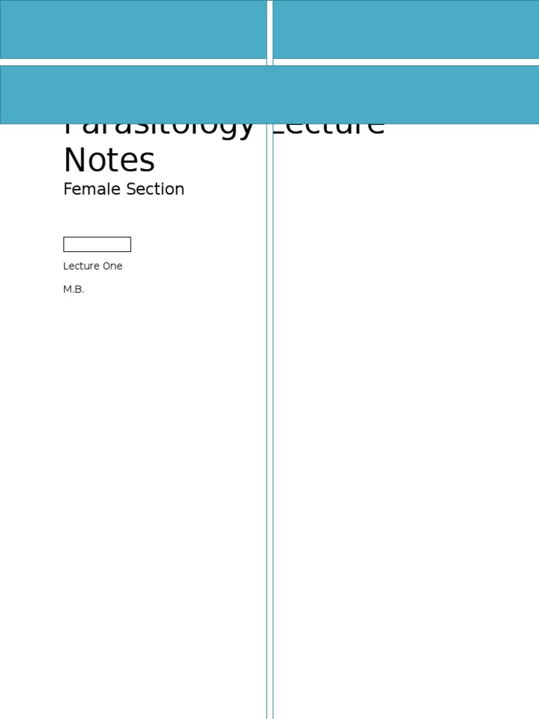 Parasitology Lecture Notes | PDF | Parasitism | Epidemiology