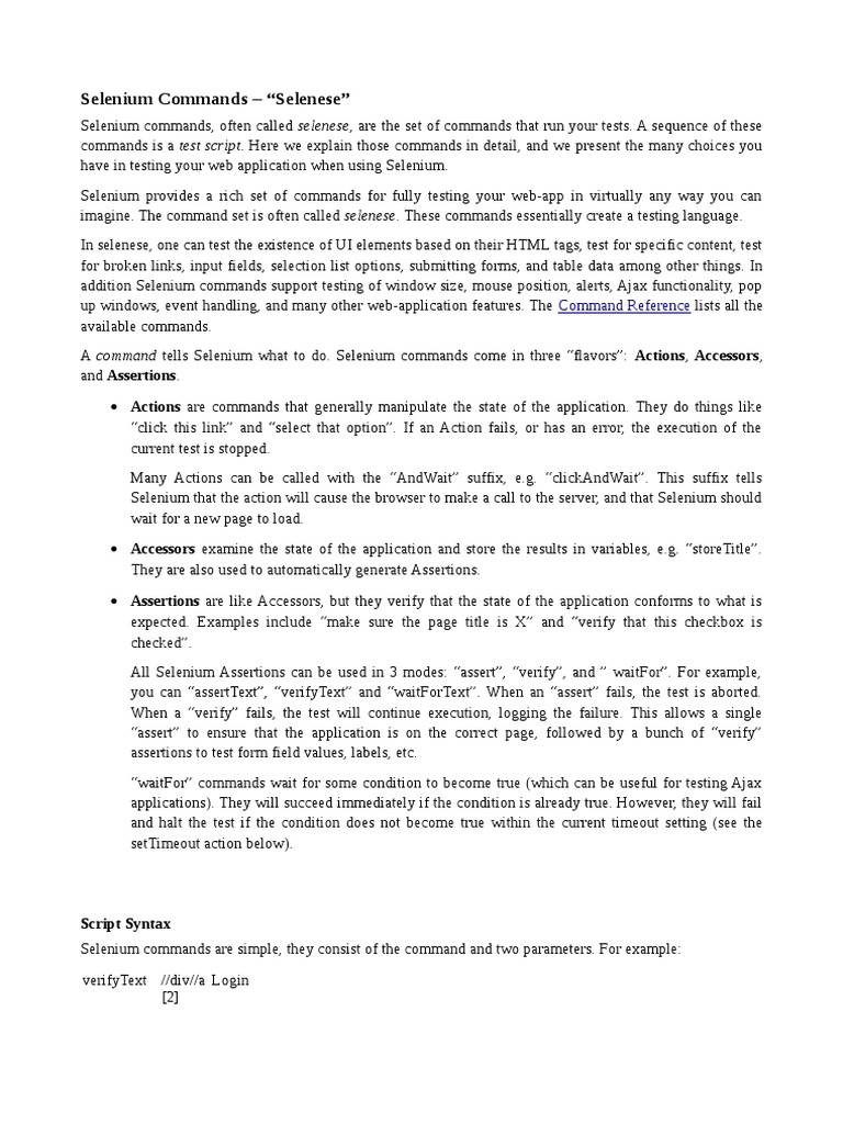 Selenium Commands Pdf Document Object Model Selenium Software 2745
