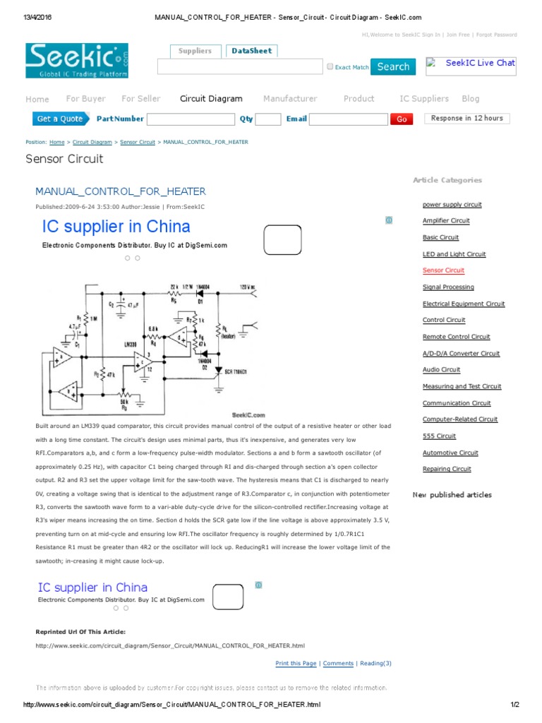 MANUAL - CONTROL - FOR - HEATER - Sensor - Circuit - Circuit Diagram ...