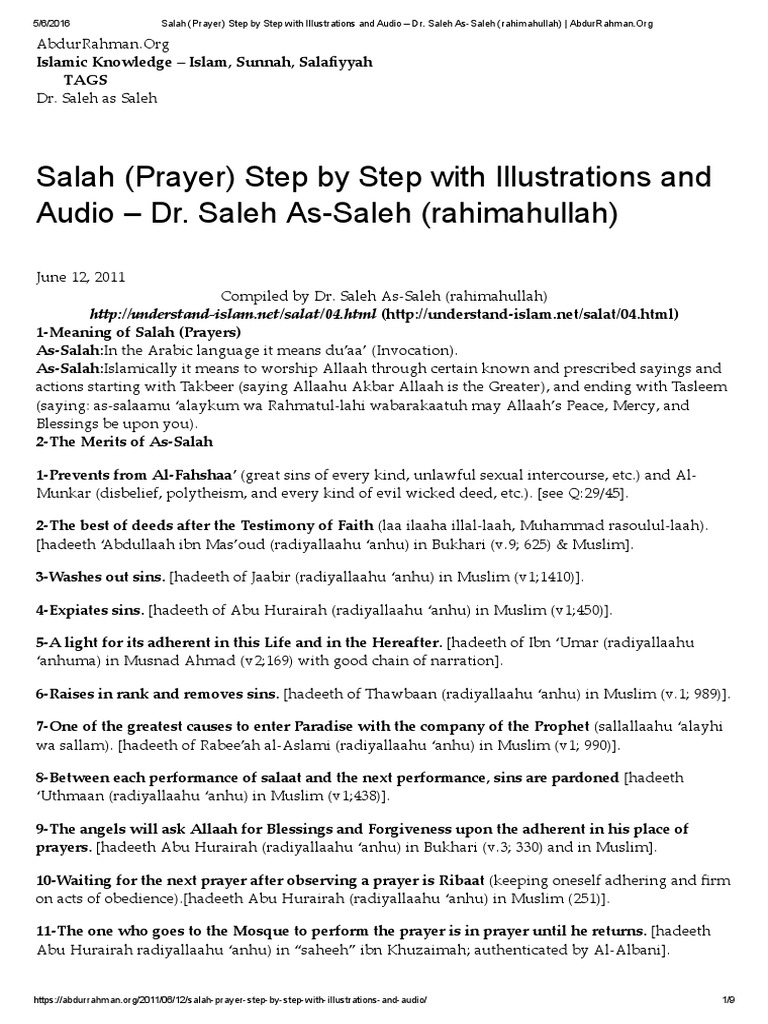 Salah (Prayer) Step by Step With Illustrations and Audio - Dr. Saleh As ...