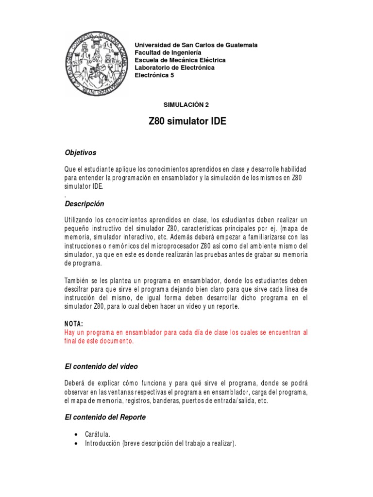Instructivo para Z80 Simulator IDE | PDF | Lenguaje ensamblador ...