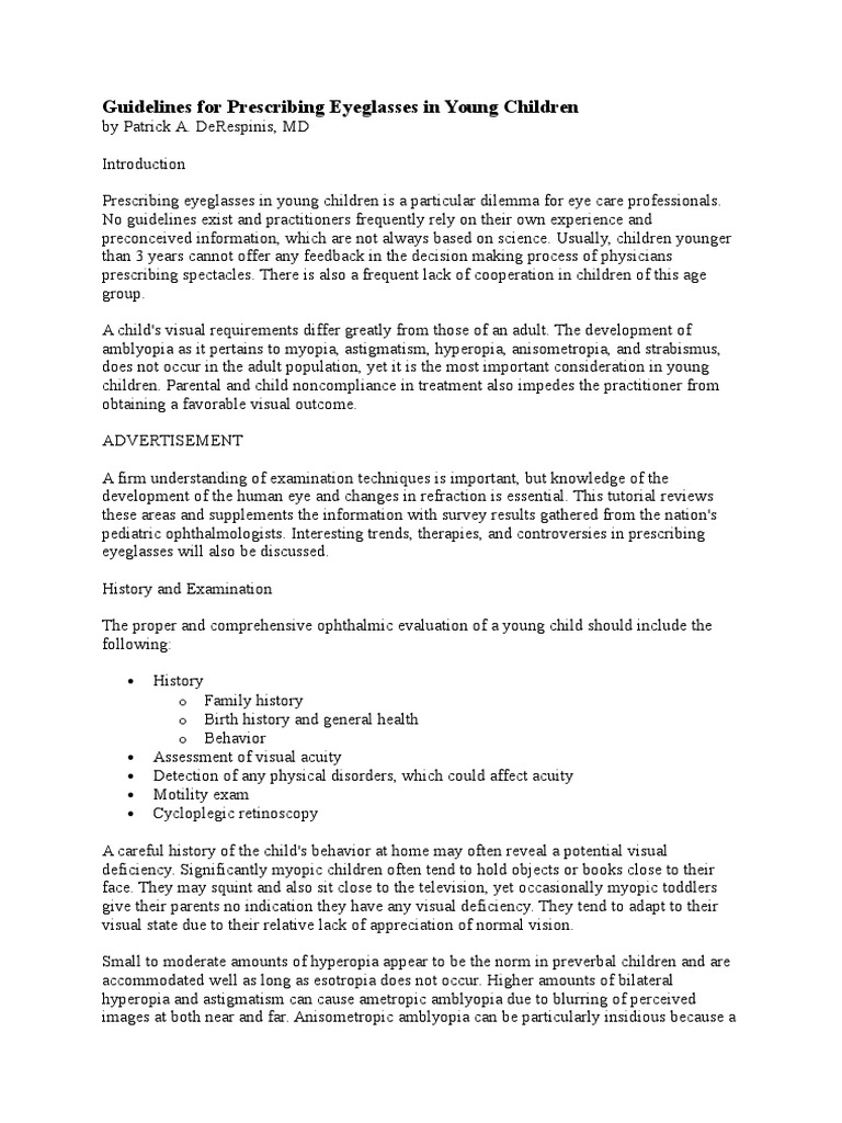 Guidelines For Prescribing Eyeglasses | PDF | Visual Acuity | Glasses