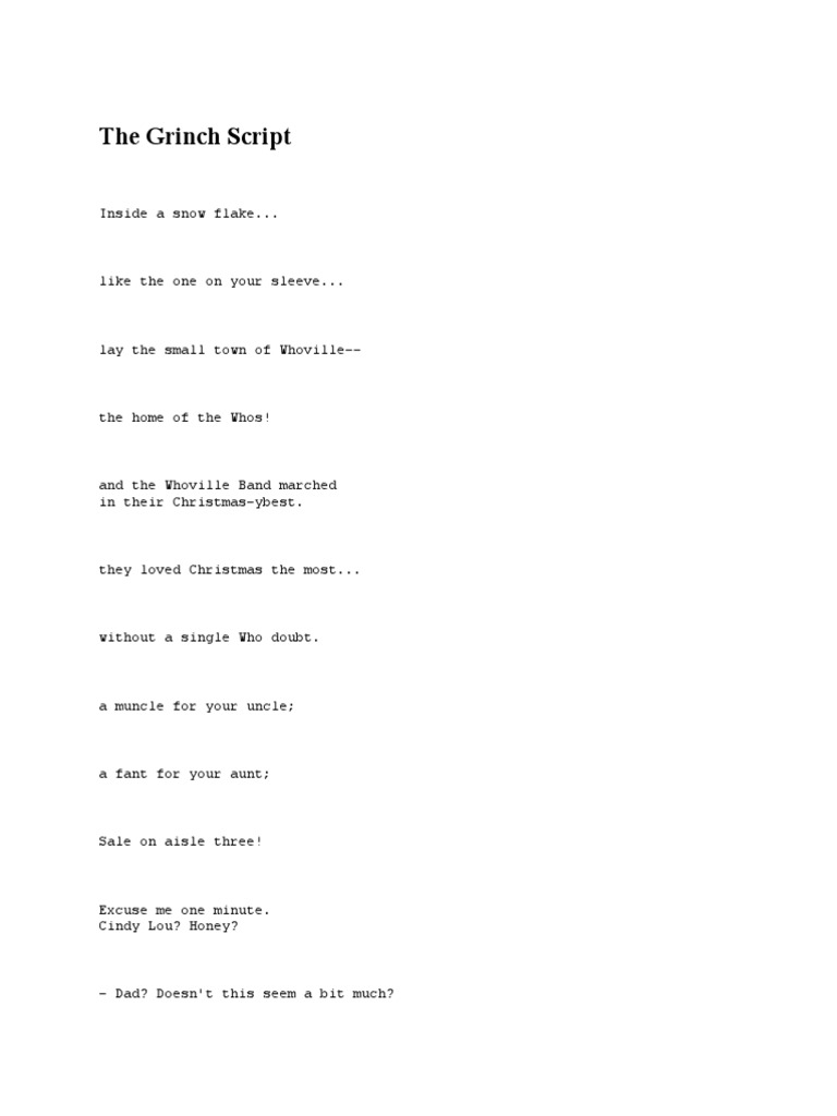 The Grinch Script | PDF | Santa Claus | Birthdays