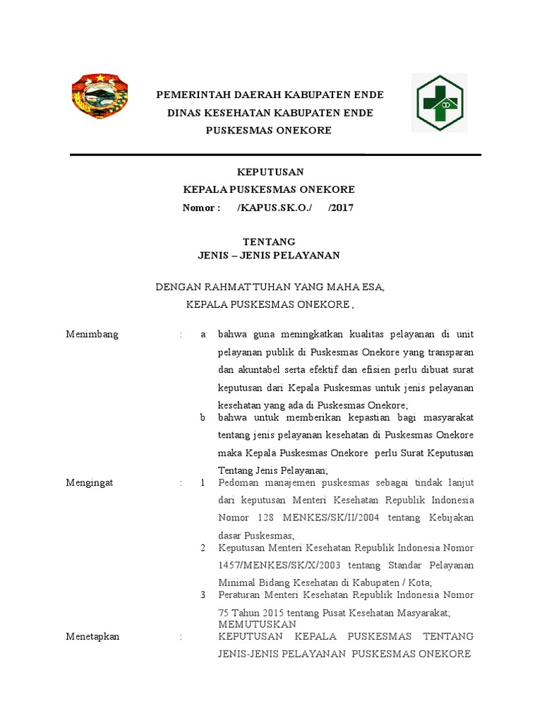Jenis Pelayanan Puskesmas Onekore | PDF | Griya & Taman | Sains & Matematika