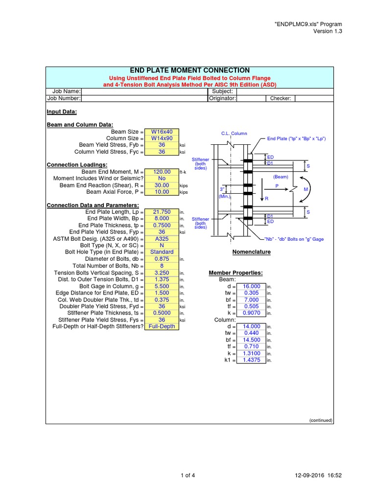 End Plate Design | PDF | Beam (Structure) | Column