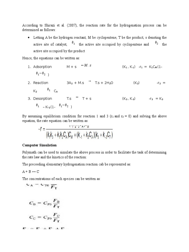 Polymath Simulation | PDF | Reaction Rate | Chemical Process Engineering