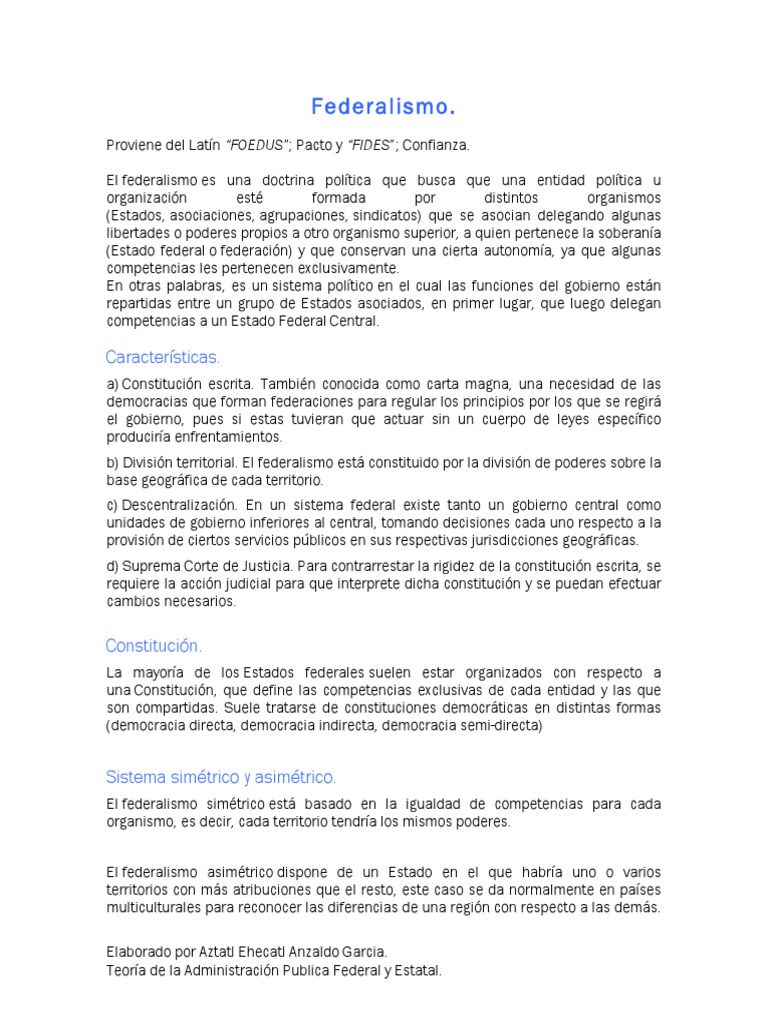 Federalismo | PDF | Federalismo | Esfera pública