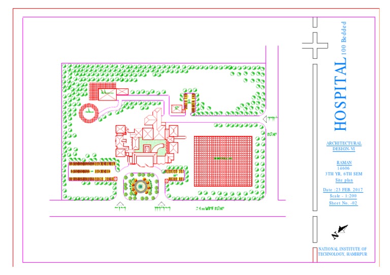 Site Plan for a 100 Bed Hospital with Architectural Design Details for ...