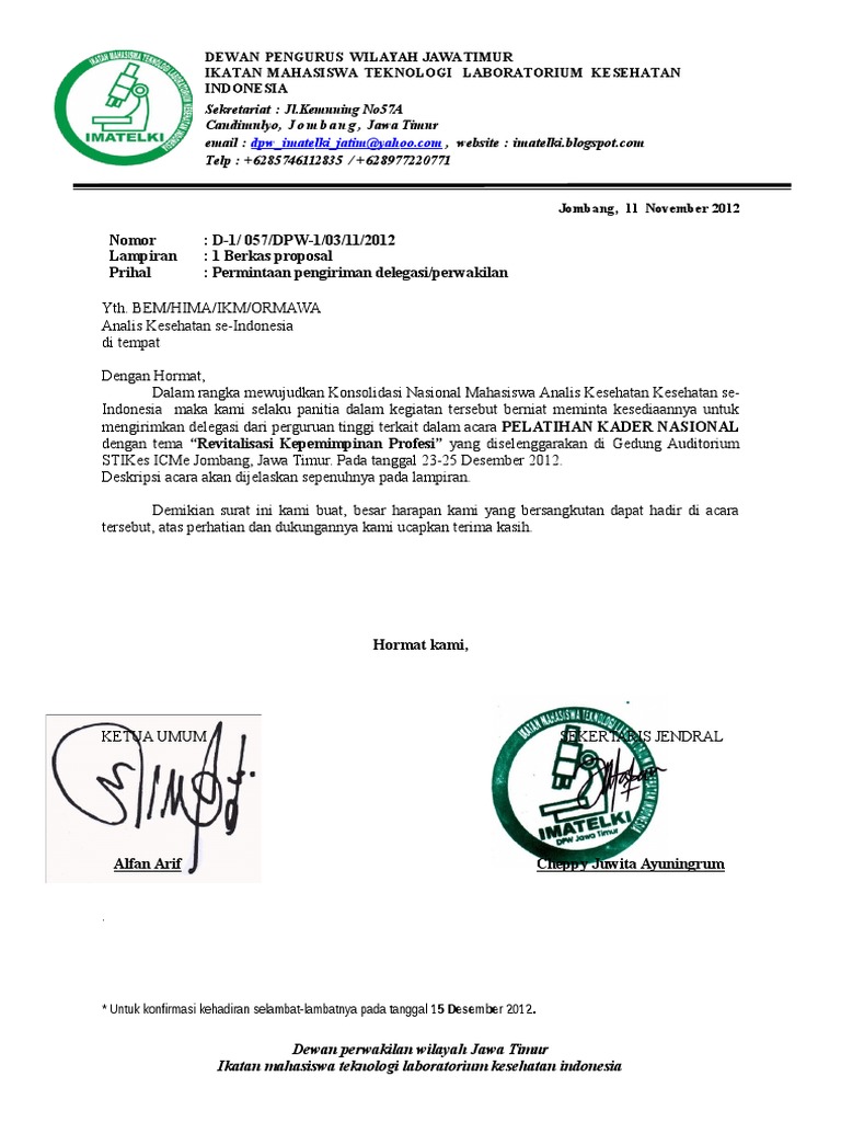 Surat Permohonan Delegasi | PDF