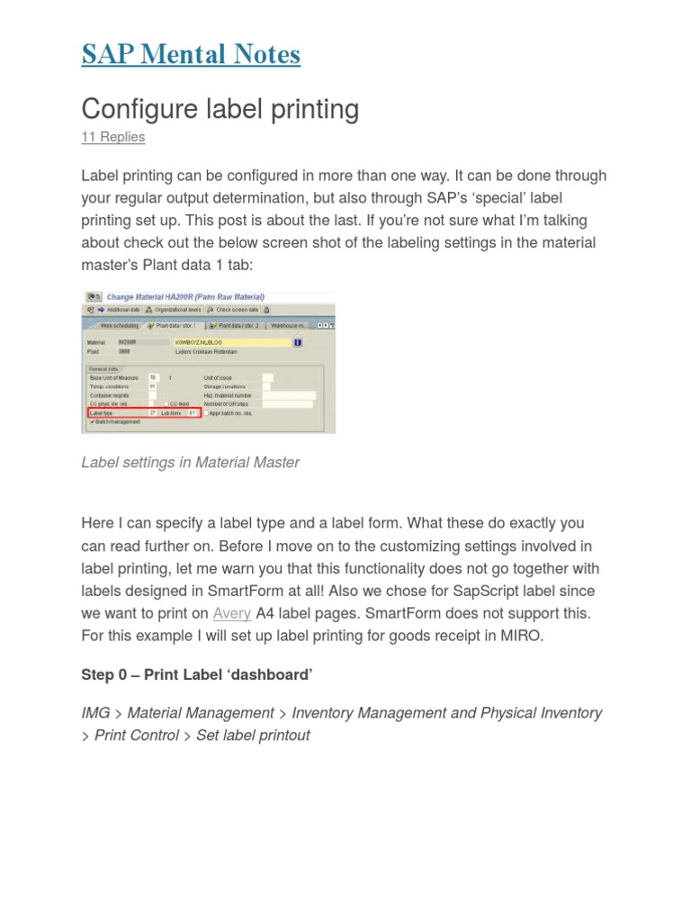 SAP Label Printing Configuration Guide | PDF | Software Engineering ...