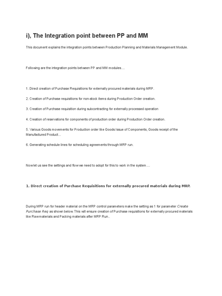 The Integration Point Between MM and PP SD FICO QM | PDF | Debits And Credits | Valuation (Finance)