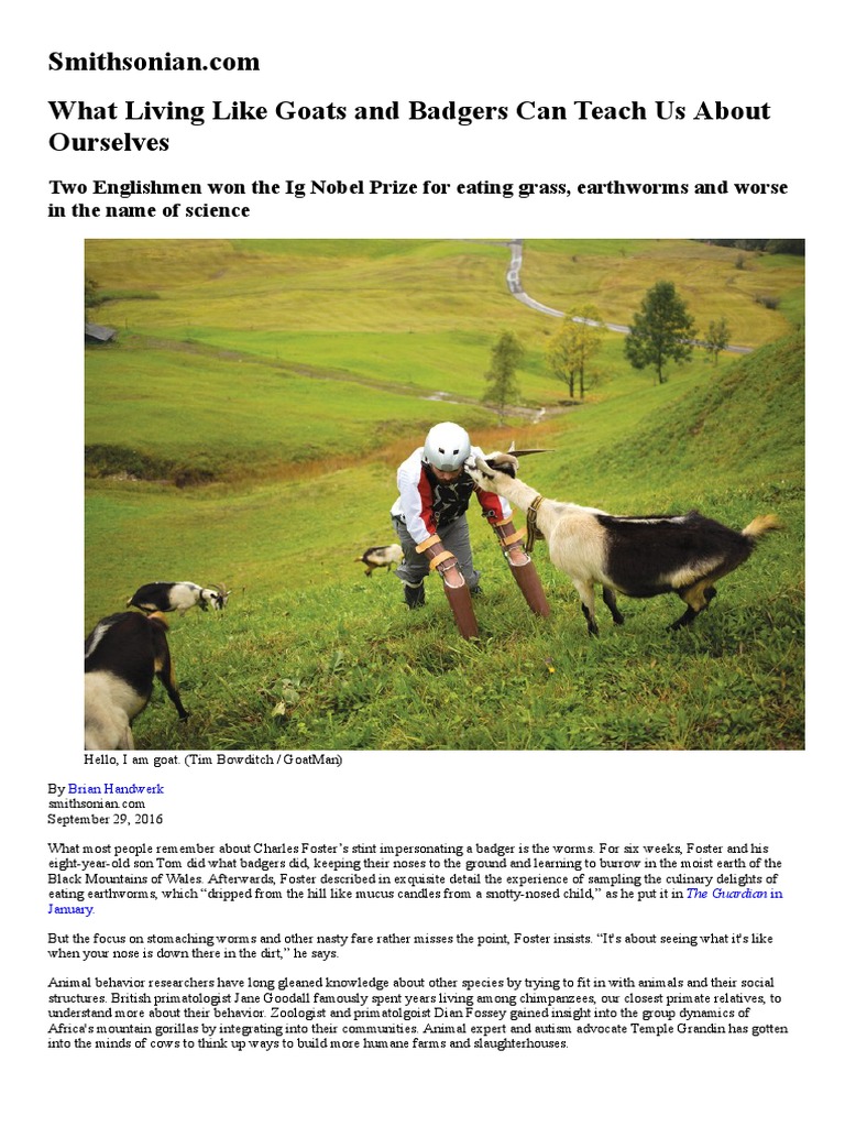 What Living Like Goats and Badgers Can Teach Us About Ourselves ...