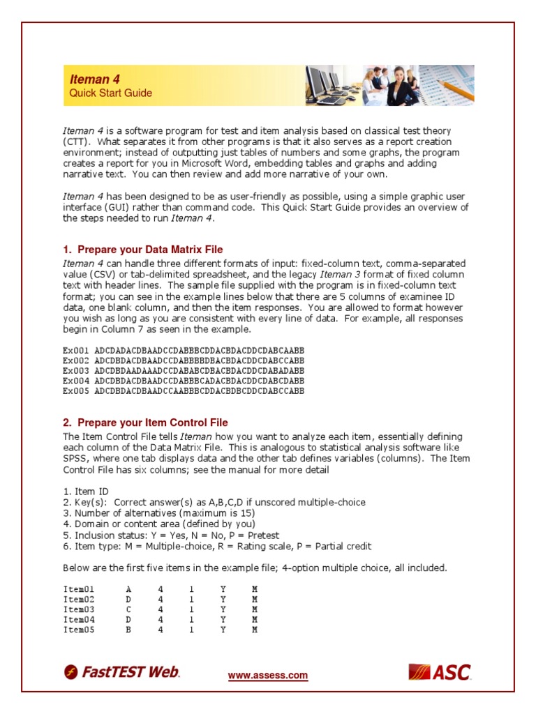 Iteman 4 Quick Start PDF | PDF | Multiple Choice | File Format