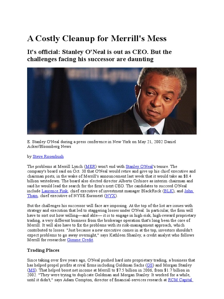 A Costly Cleanup For Merrill | PDF | Collateralized Debt Obligation ...