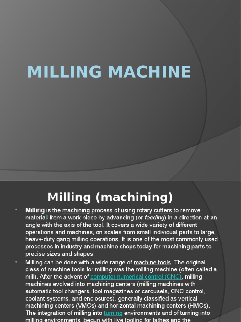 Milling Machine | PDF | Metalworking | Industries