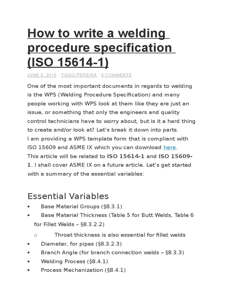 How To Write A Welding Procedure Specification | PDF | Welding | Construction
