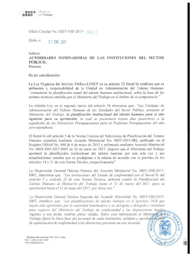 Oficio Circular 0001 2017 PDF | PDF