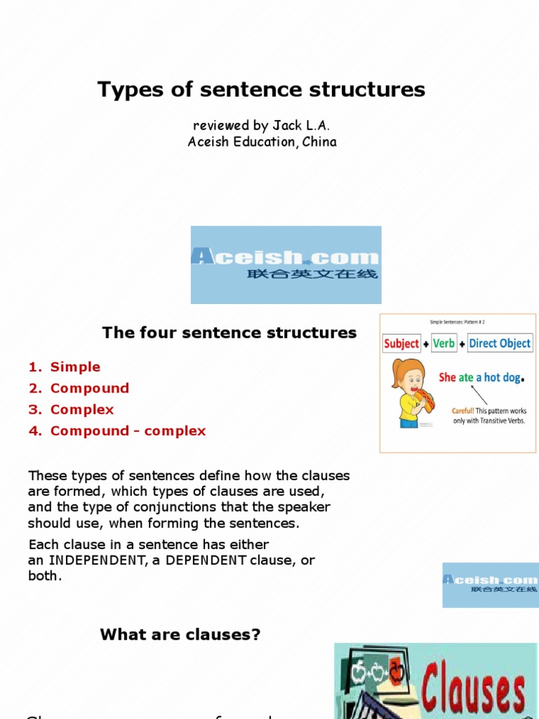 4 Sentence Structures | Sentence (Linguistics) | Clause