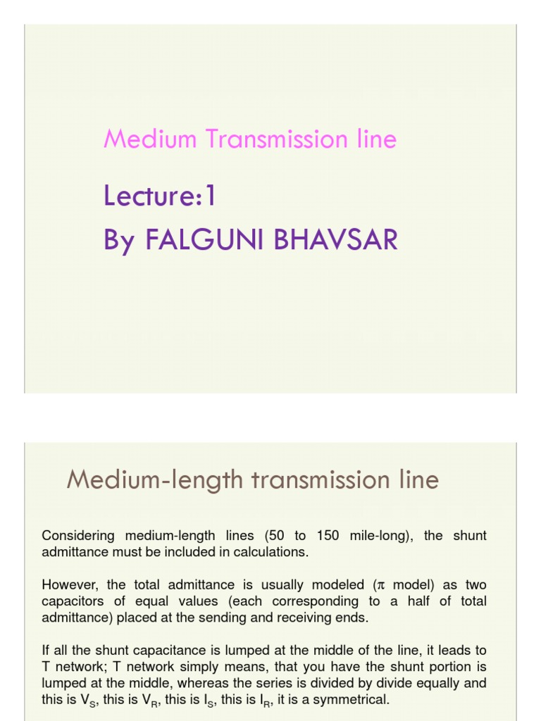 Lecture 2 Medium Transmission Lines | PDF | Capacitor | Electric Power ...