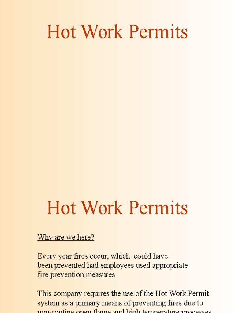 Hot Work Permit.ppt | Welding | Fires