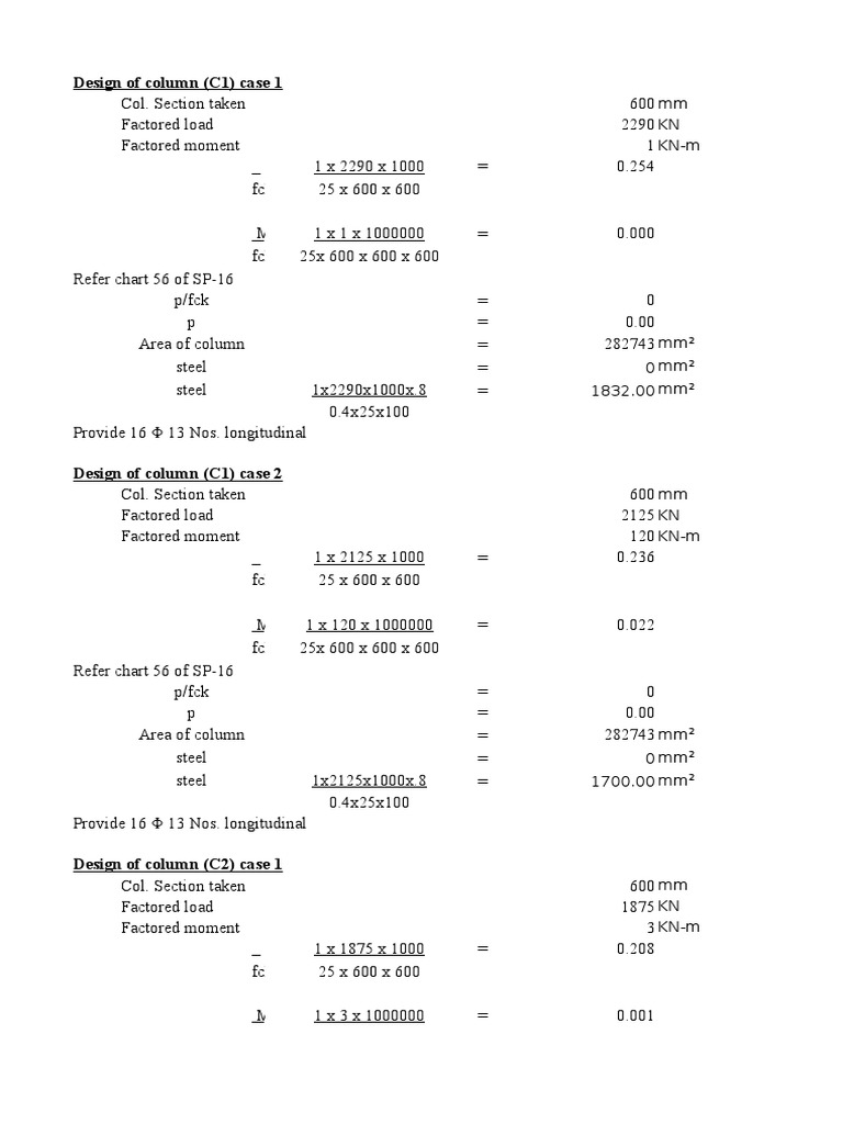 Design Calculations for Reinforced Concrete Footings Supporting ...