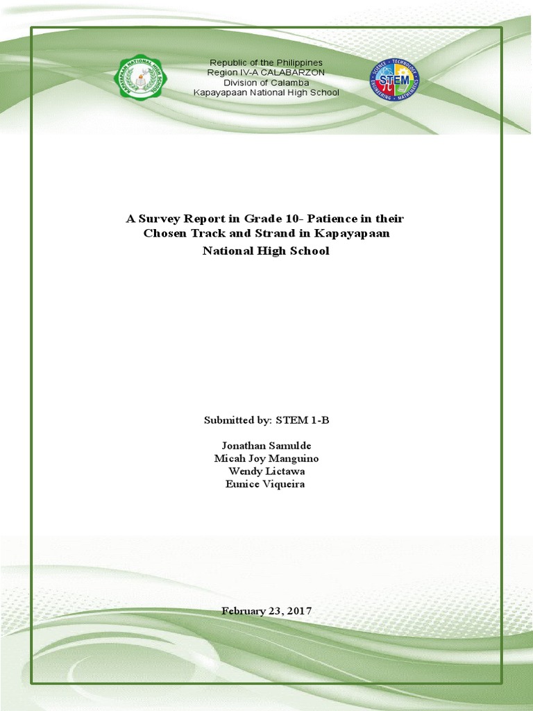 Eapp Survey Report | PDF | Secondary School | Questionnaire