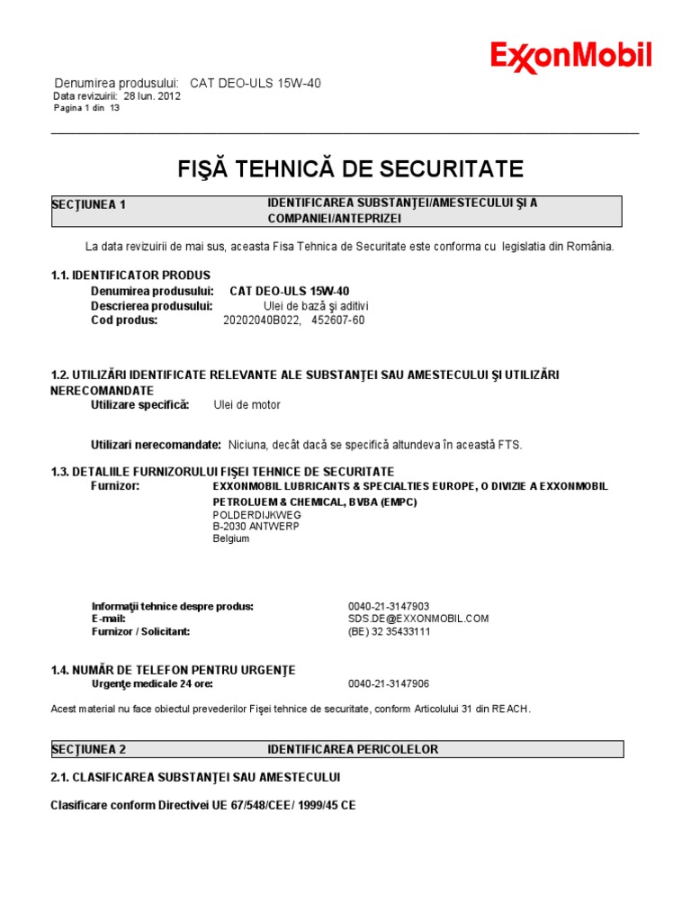 Ulei CAT DEO ULS SAE 15W 40 PDF | PDF