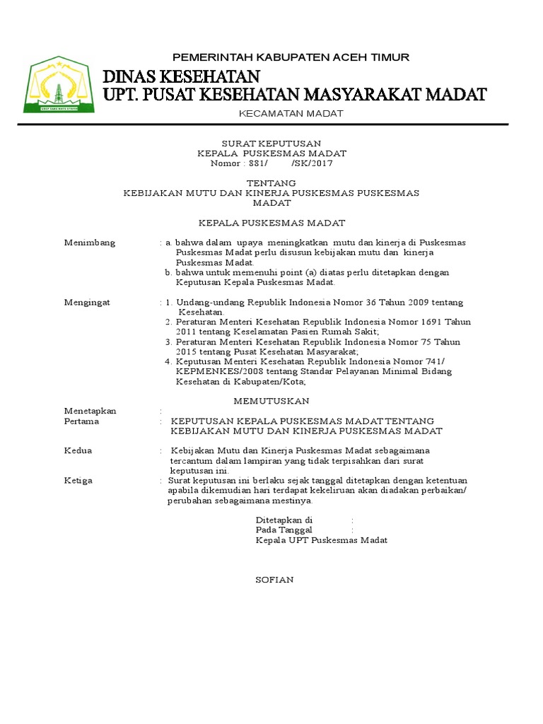 SK Adm PKM Madat | PDF