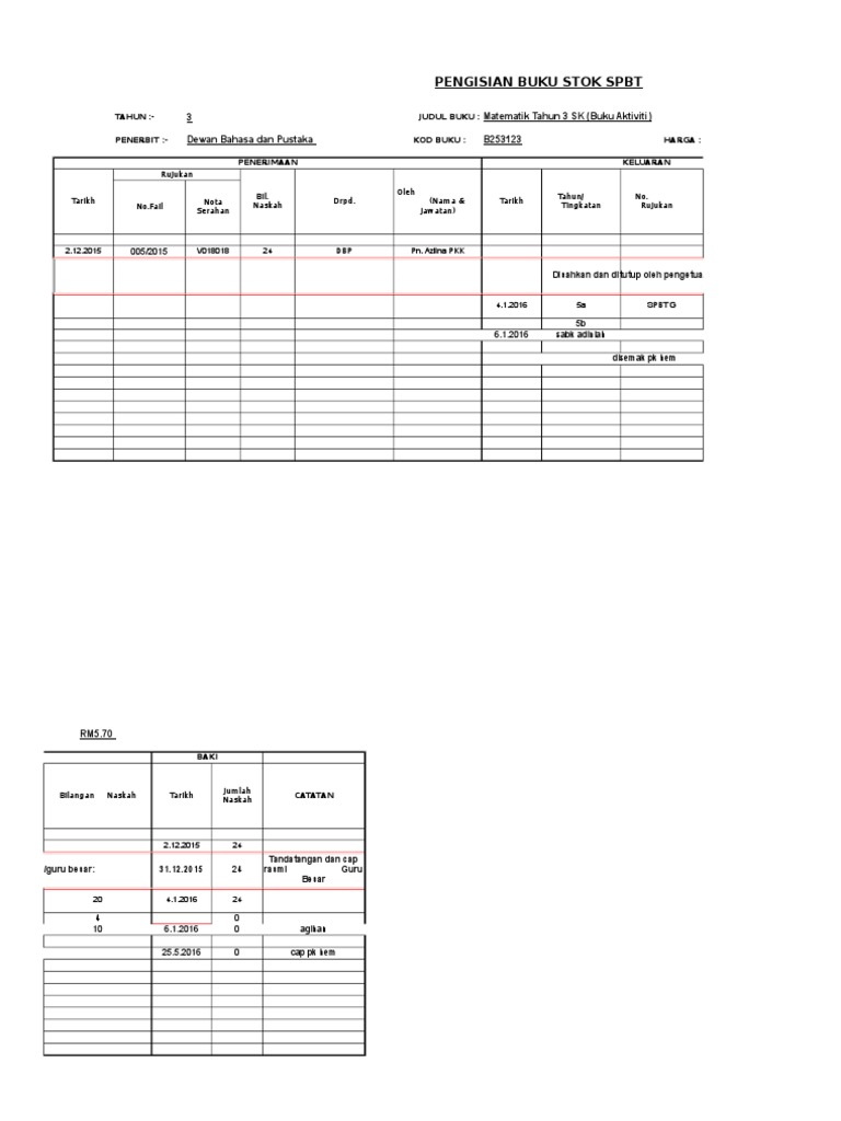 Borang Buku Stok Dan Contoh | PDF