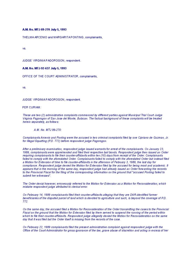 Ofc of Court Adm V Pagorogon | PDF | Arrest Warrant | Complaint