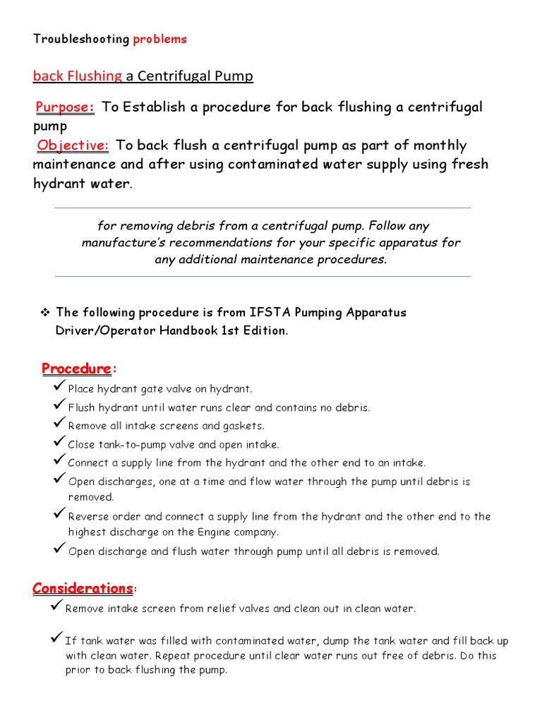 A Centrifugal Pump: Back Flushing | PDF