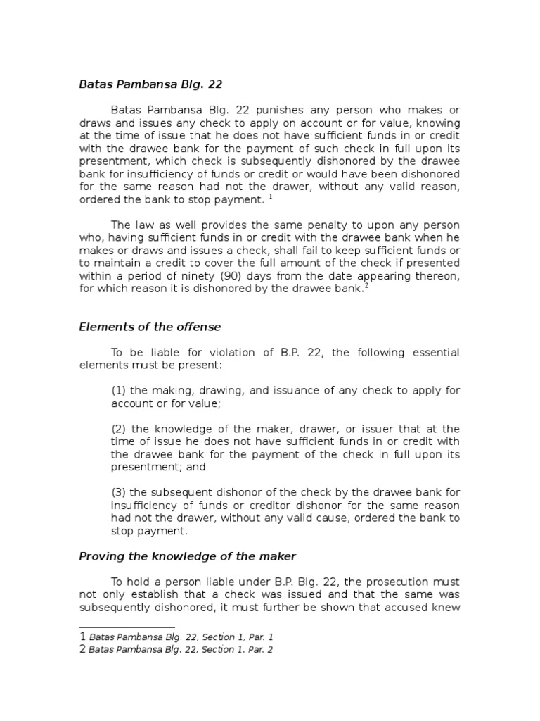 BP 22 - Notice of Dishonor | Registered Mail | Cheque