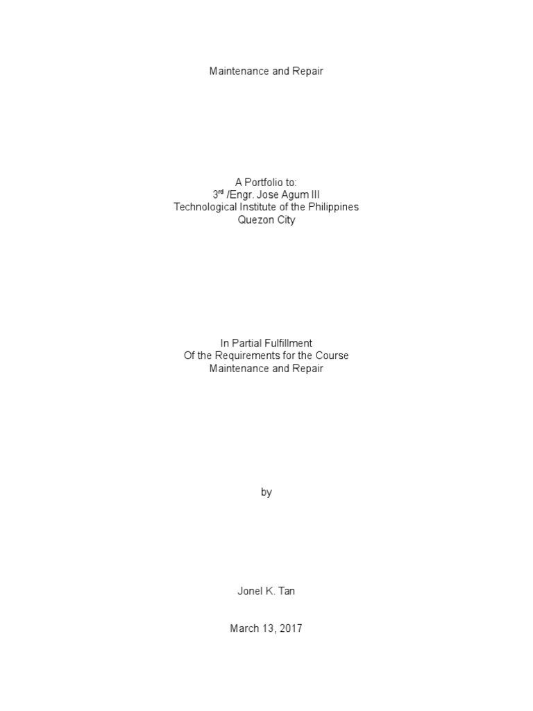 Maintenance Front Page | PDF