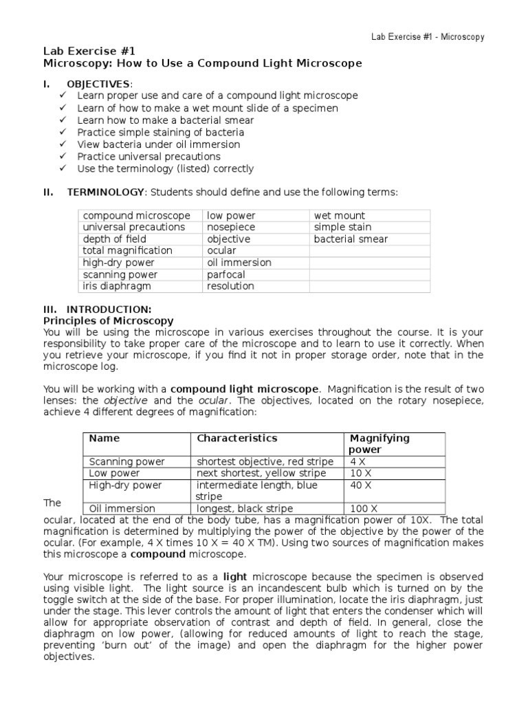 Lab Exercise 1 Micros | PDF | Angular Resolution | Refraction