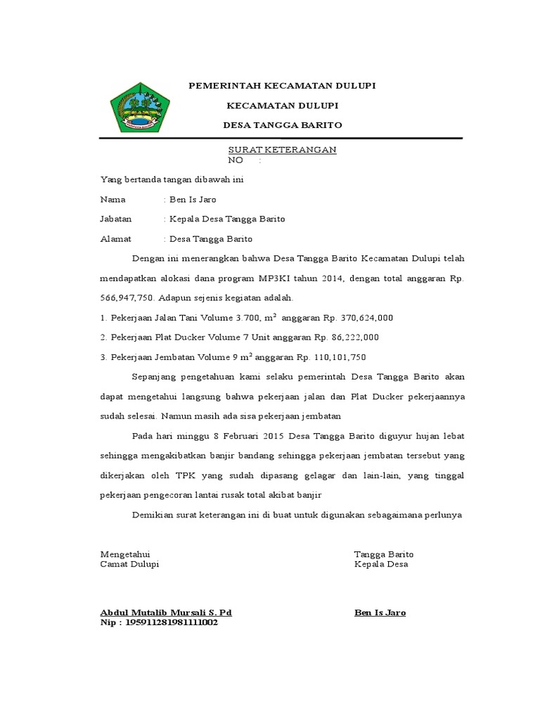 Surat Keterangan Banjir | PDF