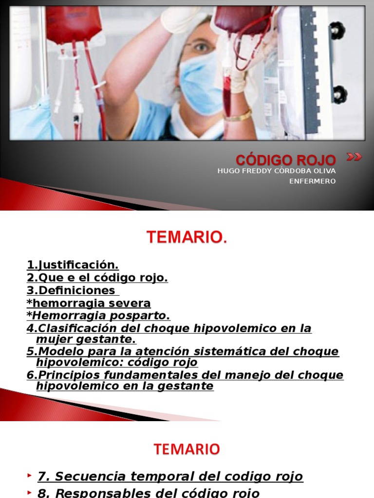 Codigo Rojo | Choque (circulatorio) | Medicina CLINICA