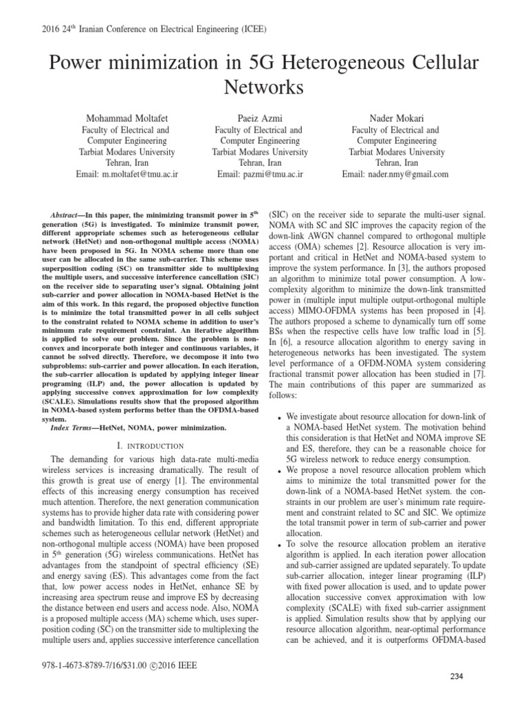 Power Minimization in 5G HetNets Using NOMA | PDF | Cellular Network | Mathematical Optimization
