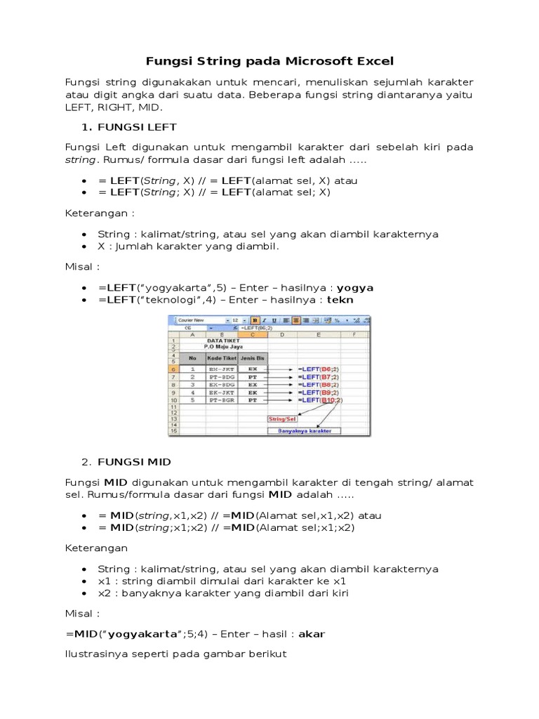 Fungsi String Pada Microsoft Excel | PDF