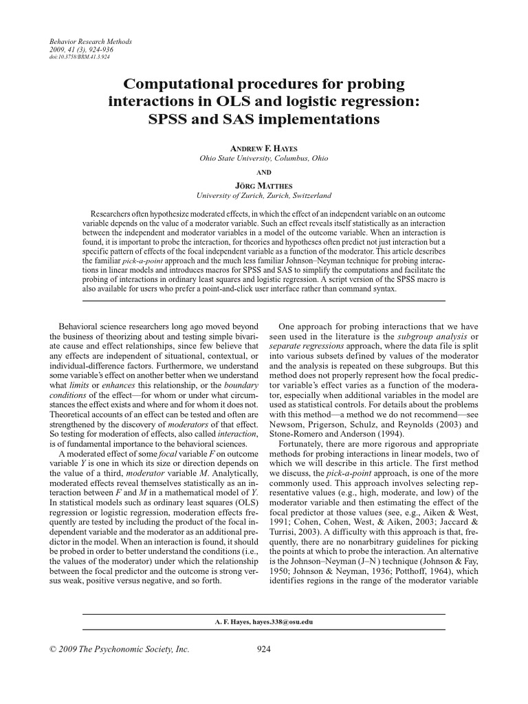 Hayes - Moderation PDF | PDF | Ordinary Least Squares | Regression Analysis