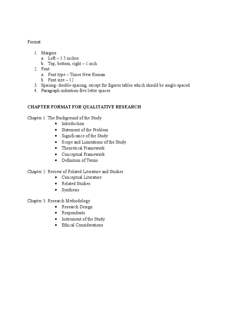 Qualitative Research Chapter Format | PDF