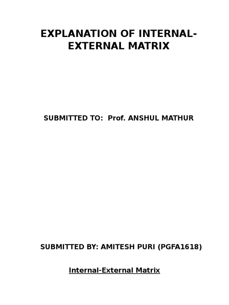 IE Matrix Report | PDF | Strategic Management | Market (Economics)