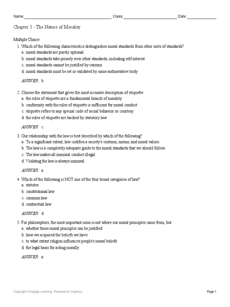 Chapter 1 The Nature of Morality | PDF | Morality | Argument