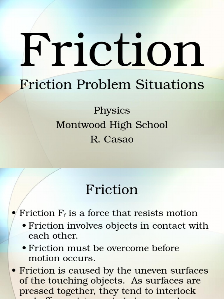 Theory on Friction | Friction | Drag (Physics)