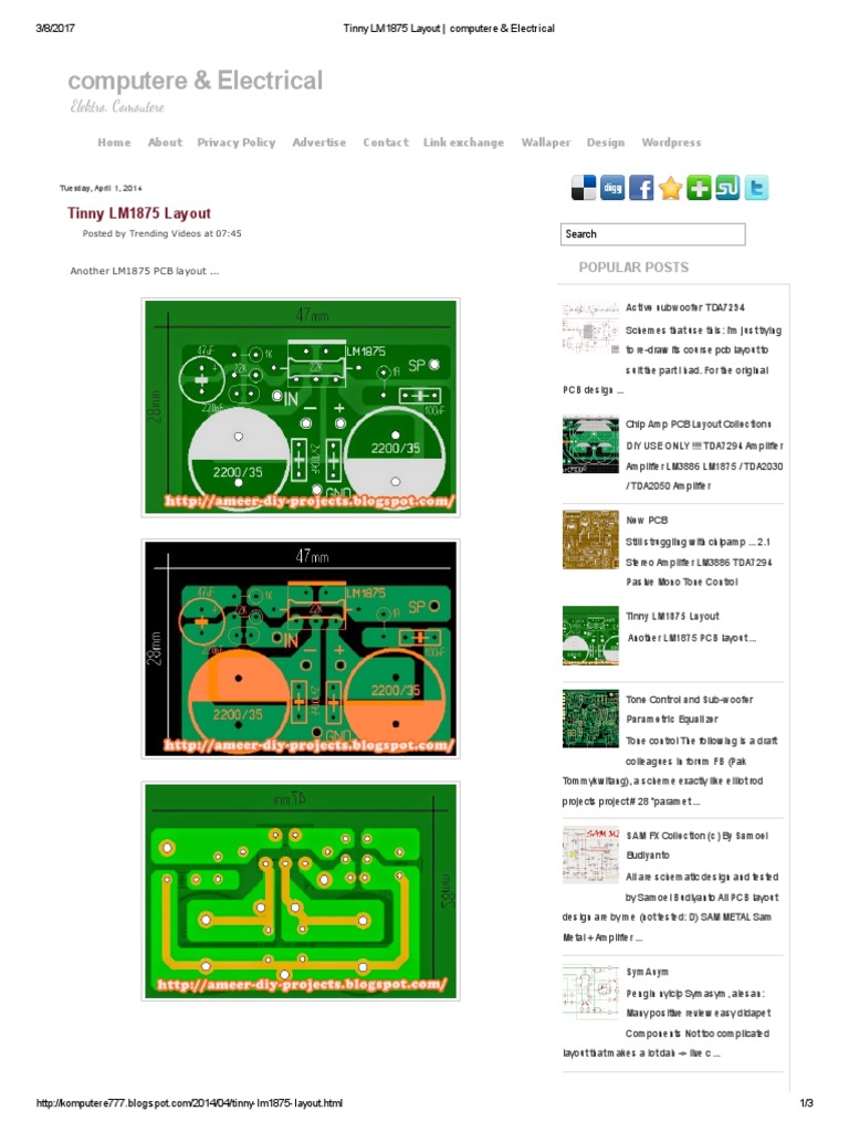 Tinny LM1875 Layout - Computere & Electrical | PDF | Amplifier ...