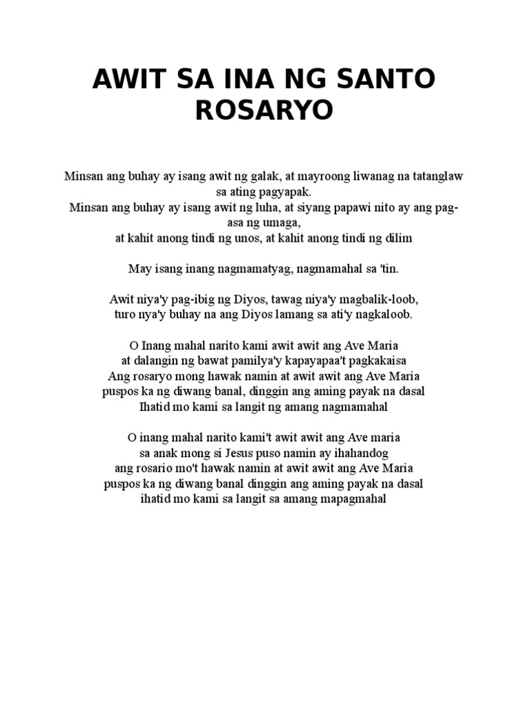 Awit Sa Ina NG Santo Rosaryo | PDF