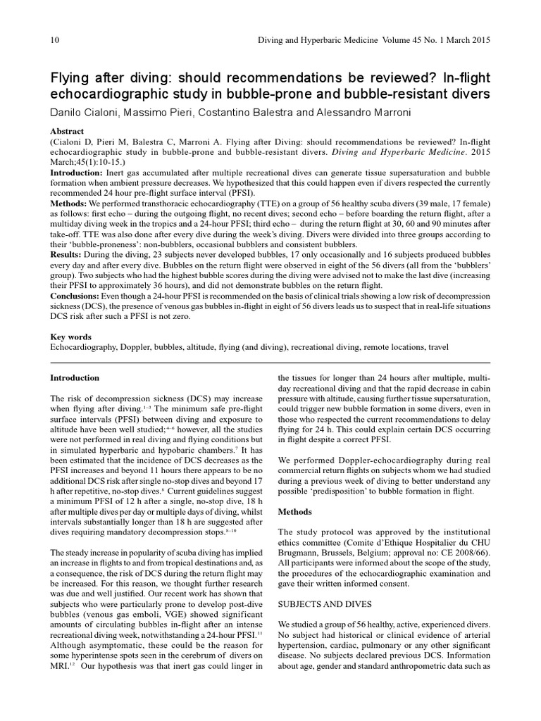 Assessing the Risk of Venous Gas Emboli and Decompression Sickness in ...