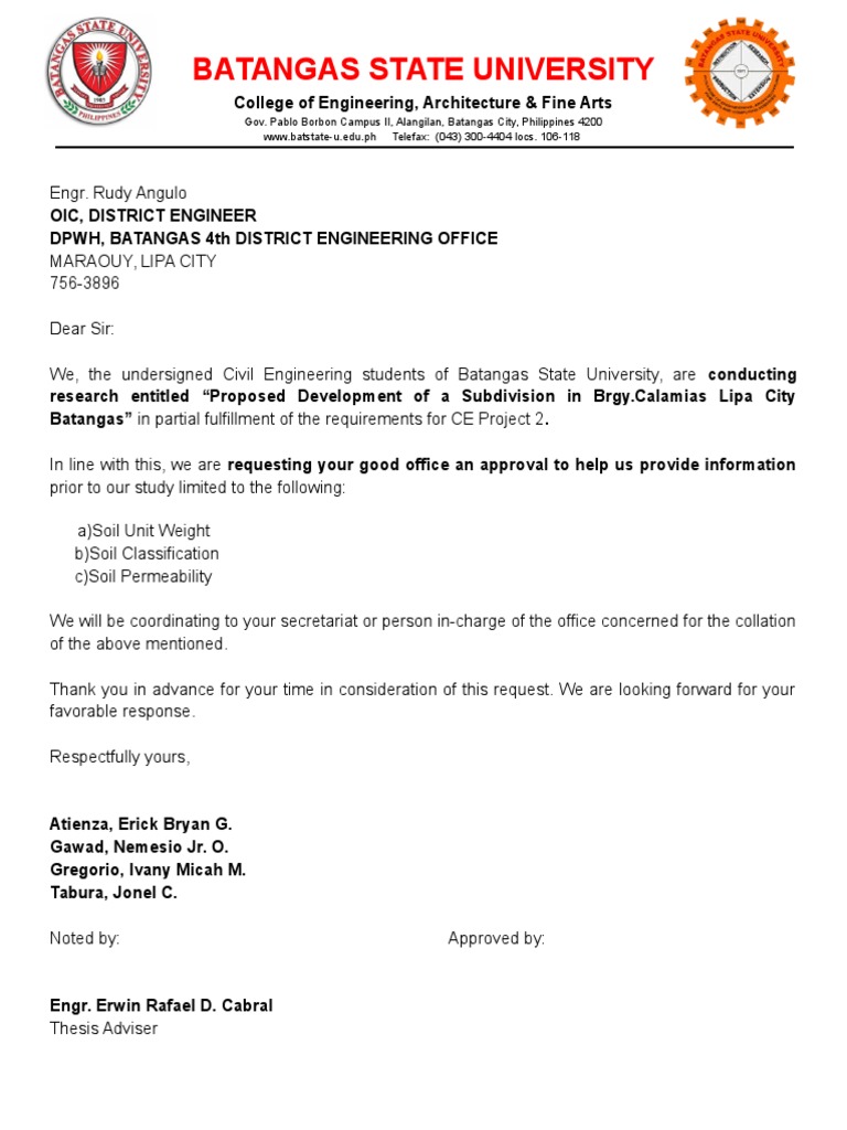 Letter For DPWH | PDF