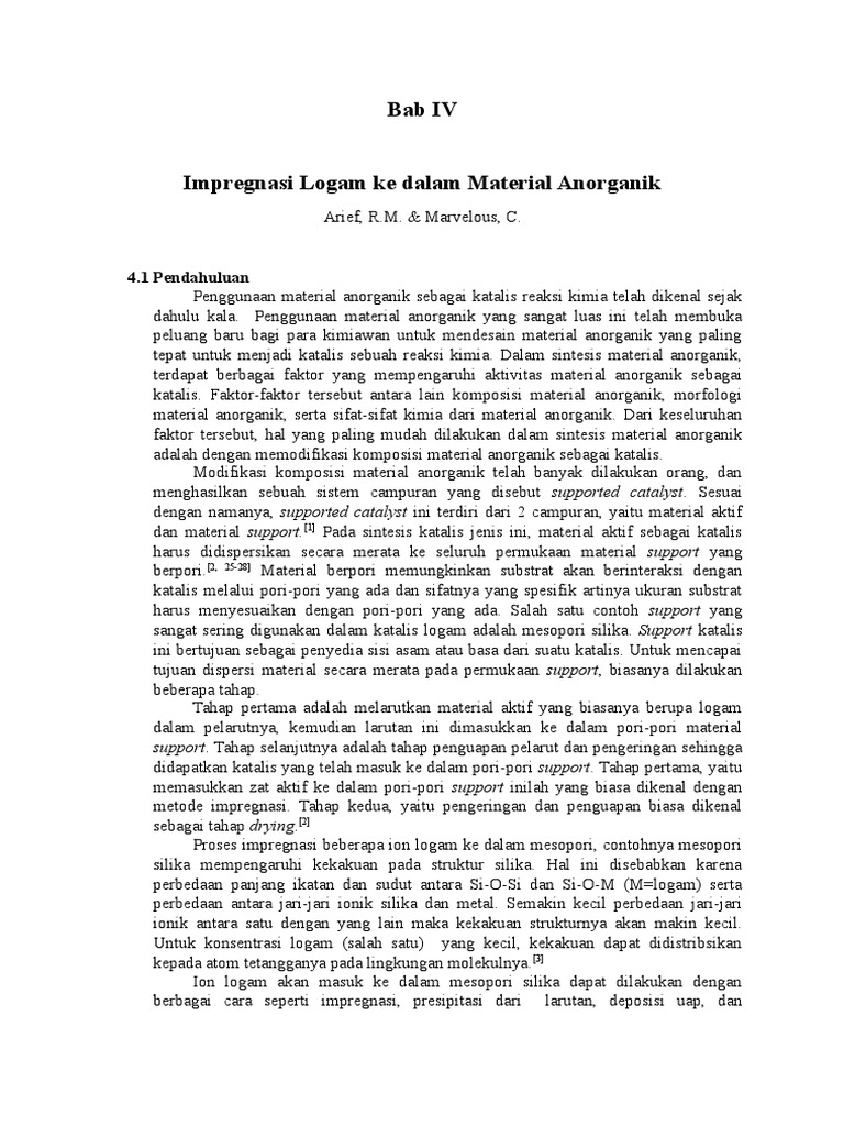 Bab IV Impregnasi Logam Ke Dalam Material Anorganik | PDF